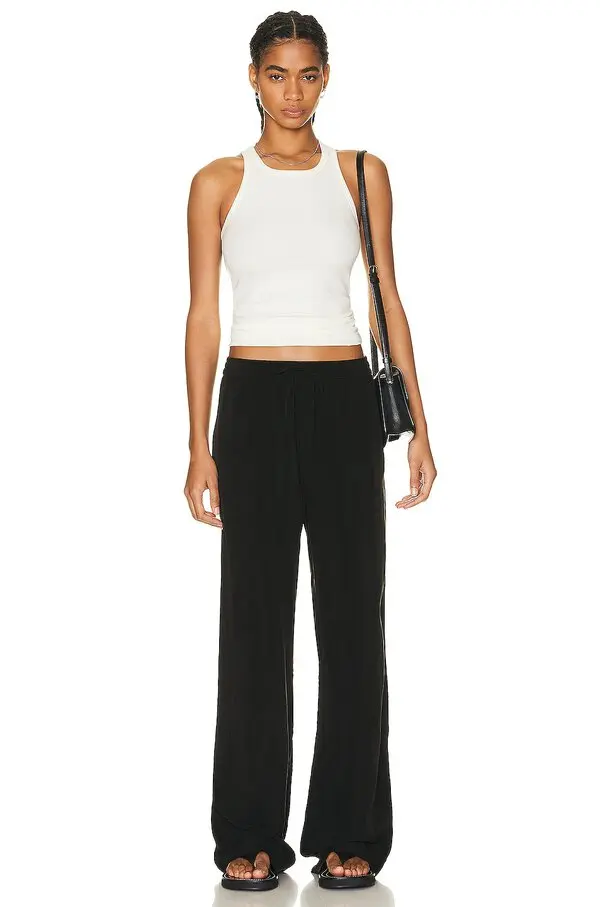Eterne High Neck Fitted Tank Top - Cream