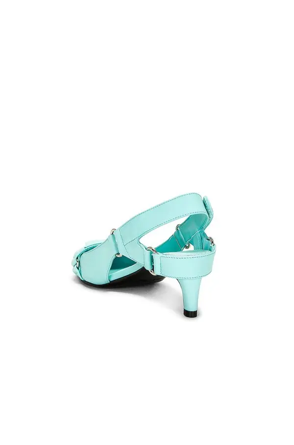 COURREGES Leather Slingback Pump In Teal