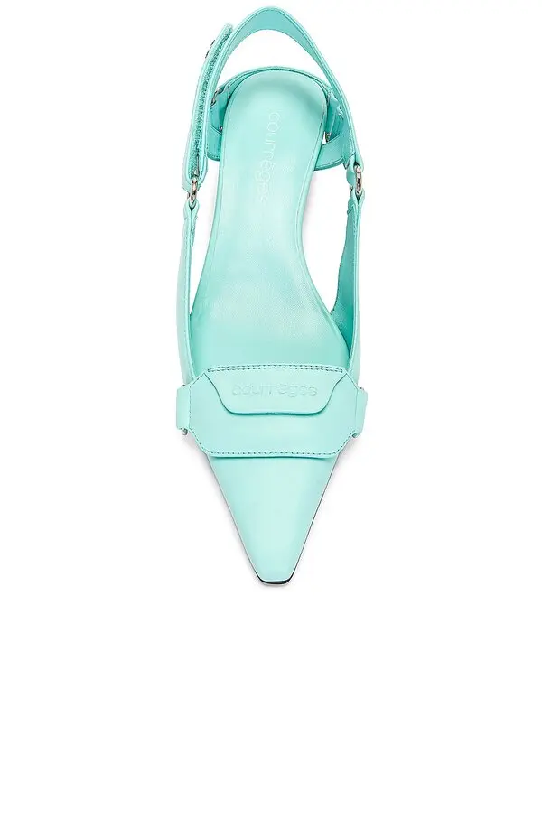 COURREGES Leather Slingback Pump In Teal