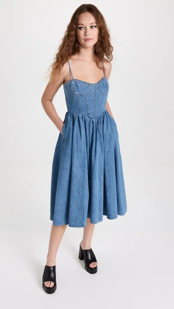 Juun.J Denim Slip Dress In Blue P - 75% Off | Editorialist