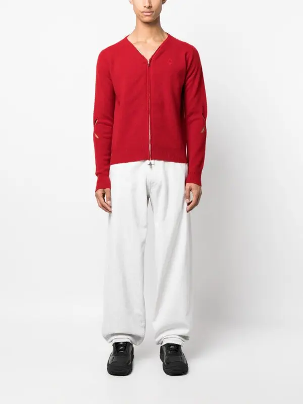 Stefan Cooke Cut-Out Logo-Embroide Cardigan In Red - 53% Off