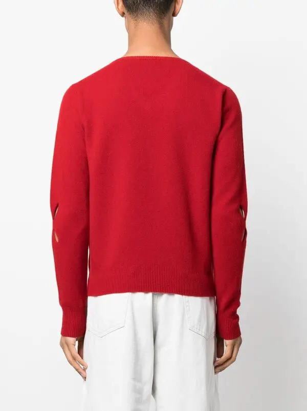 Stefan Cooke Cut-Out Logo-Embroide Cardigan In Red - 53% Off