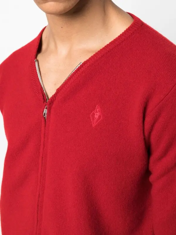Stefan Cooke Cut-Out Logo-Embroide Cardigan In Red - 53% Off