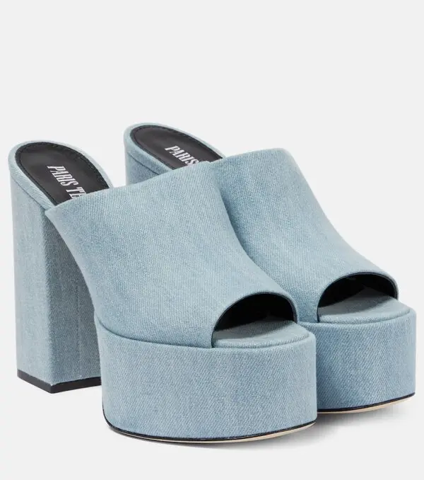 Paris Texas Sasha Denim Platform Mules - Blue