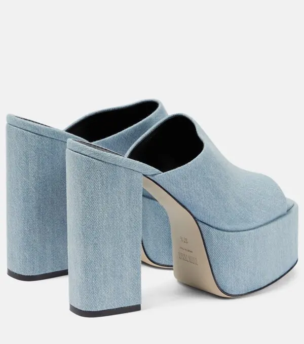 Paris Texas Sasha Denim Platform Mules - Blue