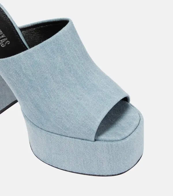 Paris Texas Sasha Denim Platform Mules - Blue