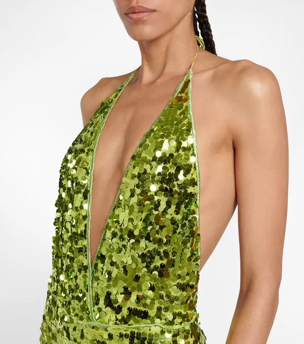 Oseree Sequined Halterneck Swimsuit - Green