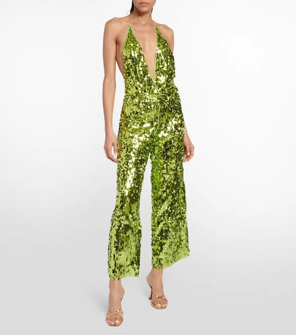 Oseree Sequined Halterneck Swimsuit - Green