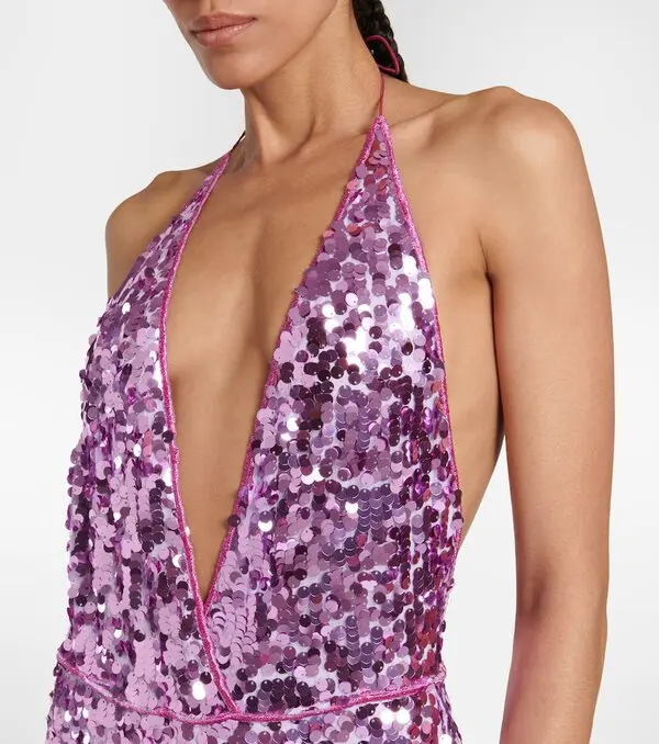 Oseree Sequined Halterneck Swimsuit - Purple