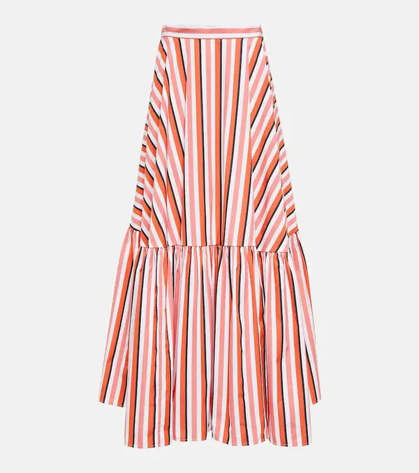 Plan C Striped Cotton Maxi Skirt