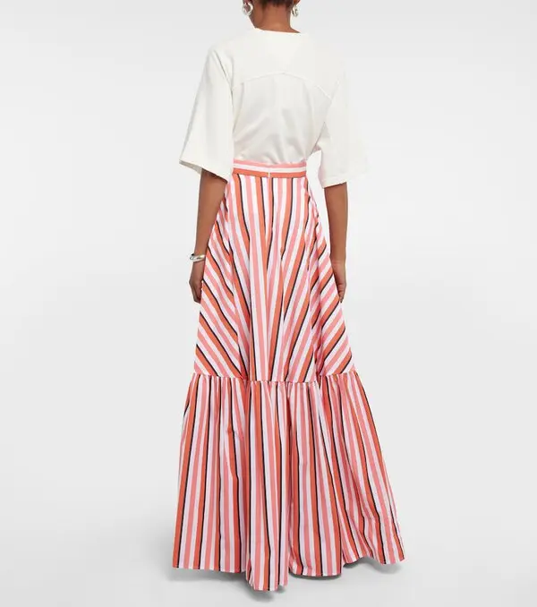 Plan C Striped Cotton Maxi Skirt