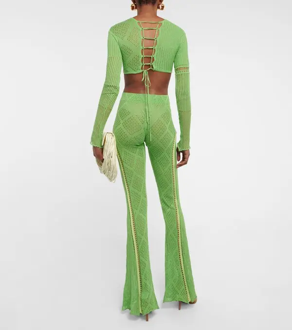 ROBERTA EINER Disco High-rise Flared Pants - Green
