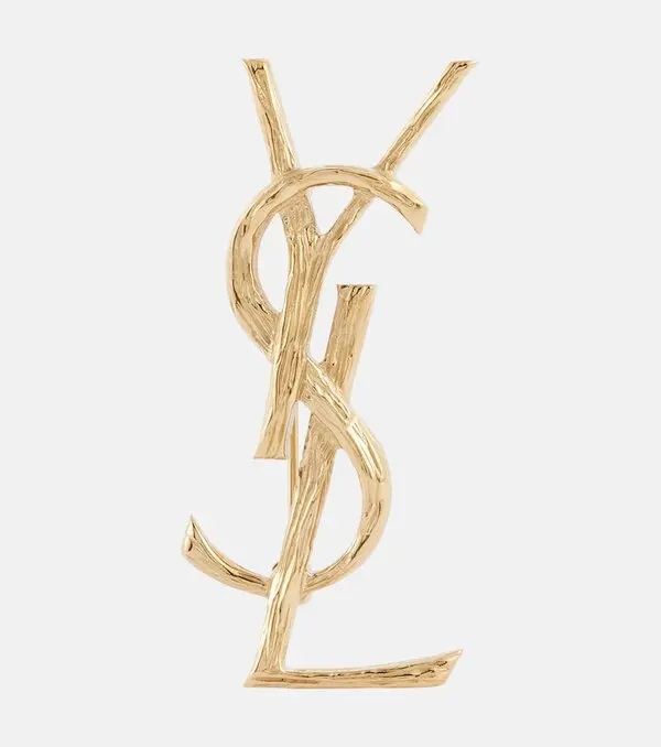 Saint Laurent Monogram Brooch - Gold