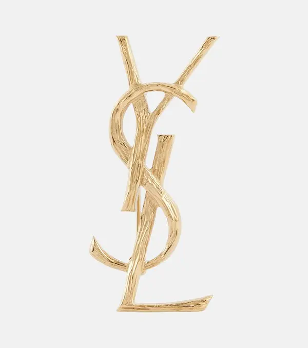 Saint Laurent Monogram Brooch - Gold