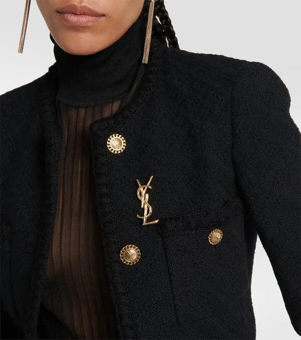 Saint Laurent Monogram Brooch - Gold