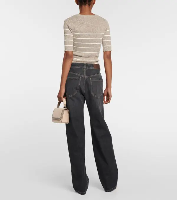 Brunello Cucinelli Embellished Wide-leg Jeans - Grey