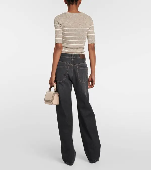 Brunello Cucinelli Embellished Wide-leg Jeans - Grey
