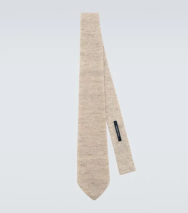 Thom Sweeney Linen Knit Neck Tie - Beige