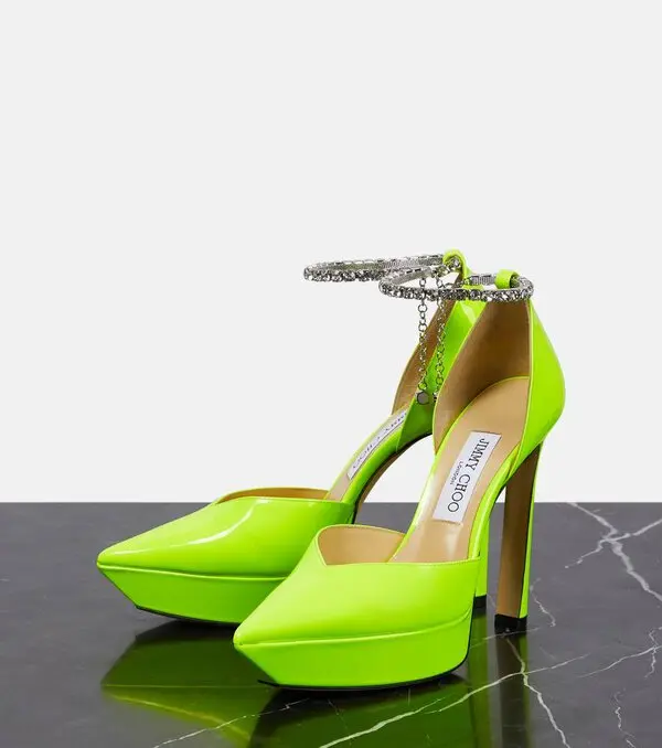 JIMMY CHOO Saeda 125 Embellished Platform Pumps