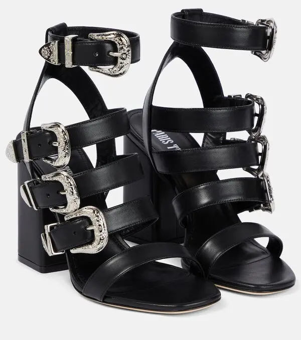 Paris Texas Tessa Buckle Leather Sandals - Black