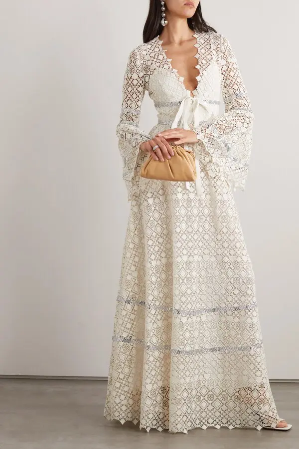 Elie Saab Embellished Guipure Lace Maxi Dress In White - 60% Off |  Editorialist