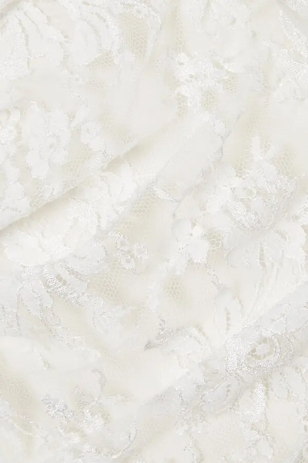 Alessandra Rich Embellished Ruffled Cotton-blend Lace Gown