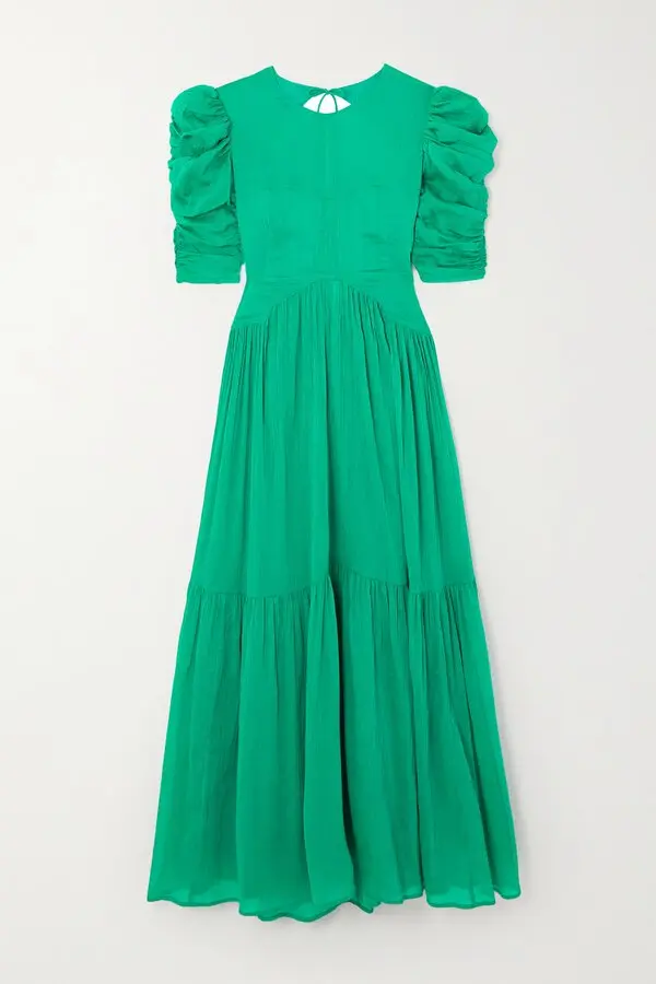 Isabel Marant Bealisa Open-back Ruched Cotton And Silk-blend Crepon Midi Dress