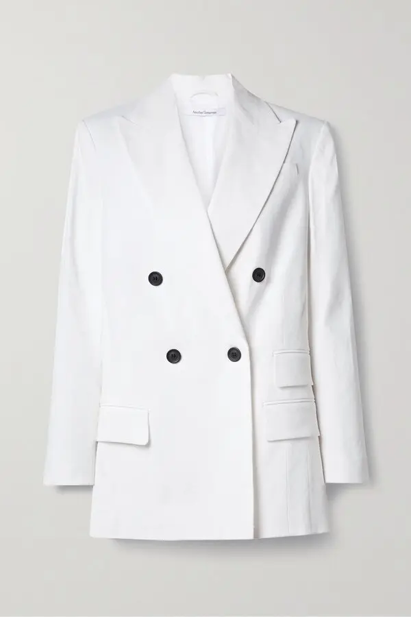 Another Tomorrow Net Sustain Organic Double-breasted Hemp-blend Blazer
