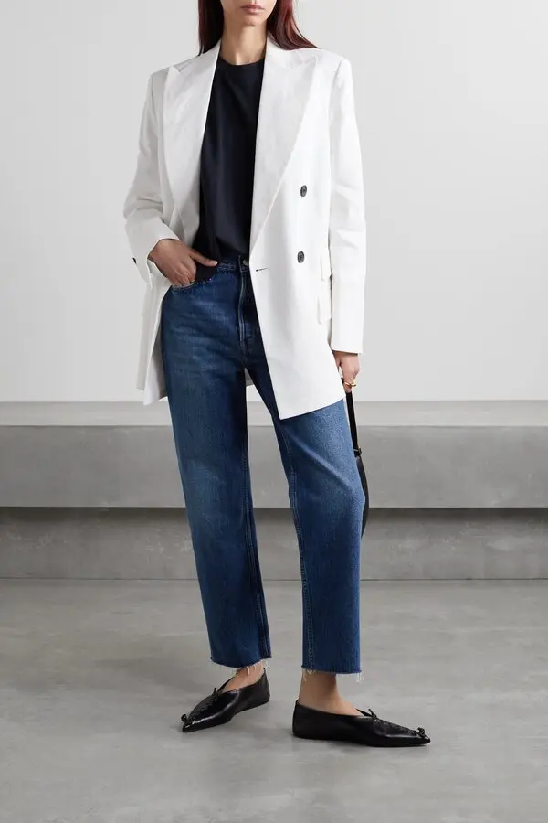 Another Tomorrow Net Sustain Organic Double-breasted Hemp-blend Blazer