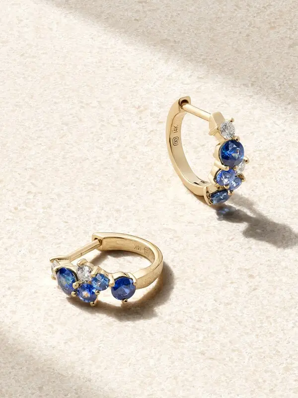 SYDNEY EVAN 14-karat Sapphire And Diamond Hoop Earrings - Blue