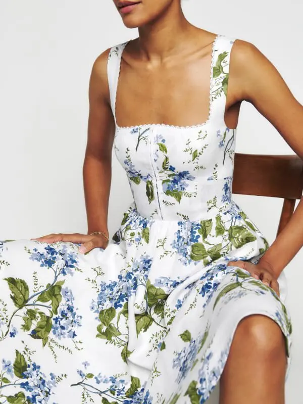 Petites Tagliatelle Linen Dress - Riviera