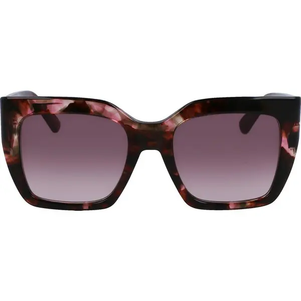 Longchamp 53mm Rectangular Sunglasses - Brown Rose Havana