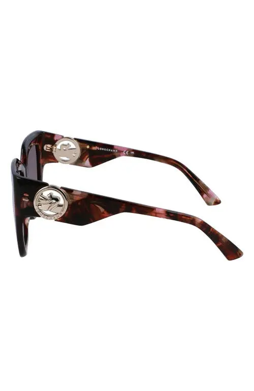 Longchamp 53mm Rectangular Sunglasses - Brown Rose Havana