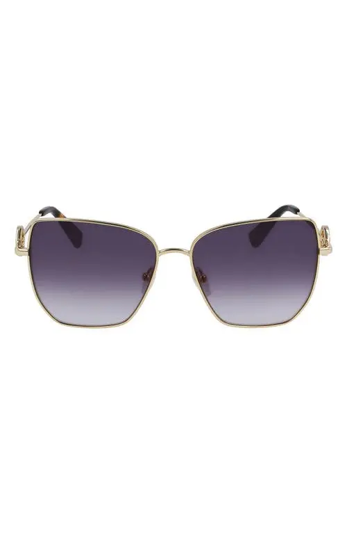 Longchamp 58mm Gradient Rectangle Sunglasses - Gold/gradient Smoke
