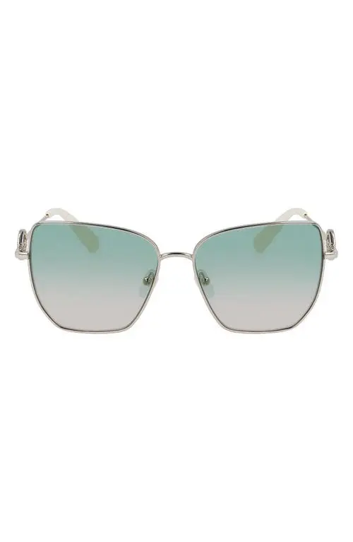 Longchamp 58mm Gradient Rectangle Sunglasses - Pale Gold/gradient Green Peach