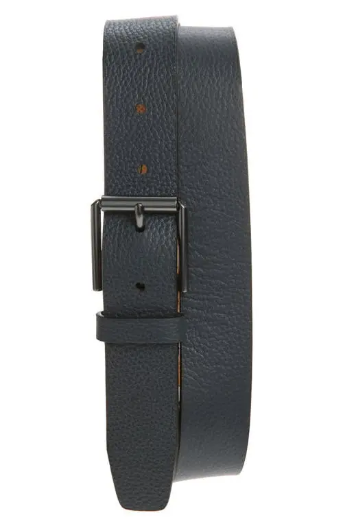 Cole Haan Hidden Stitch Leather Belt - Navy