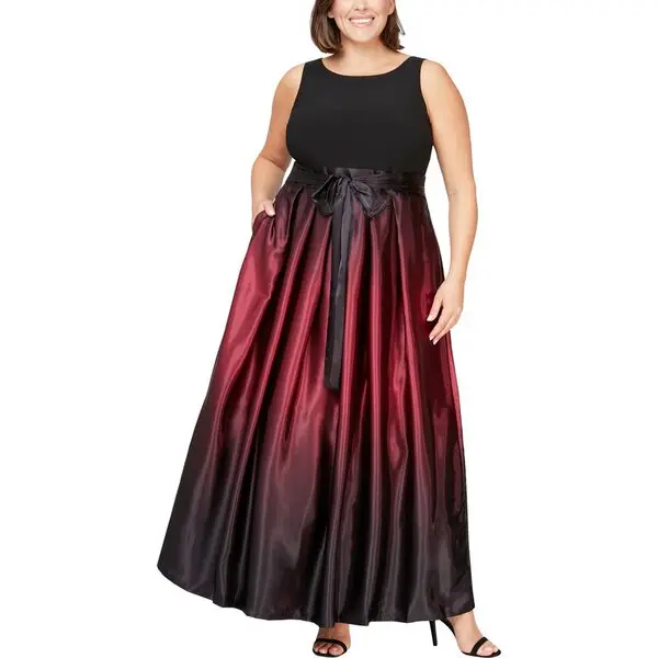 SL FASHIONS Ombrè Satin Gown - Fig