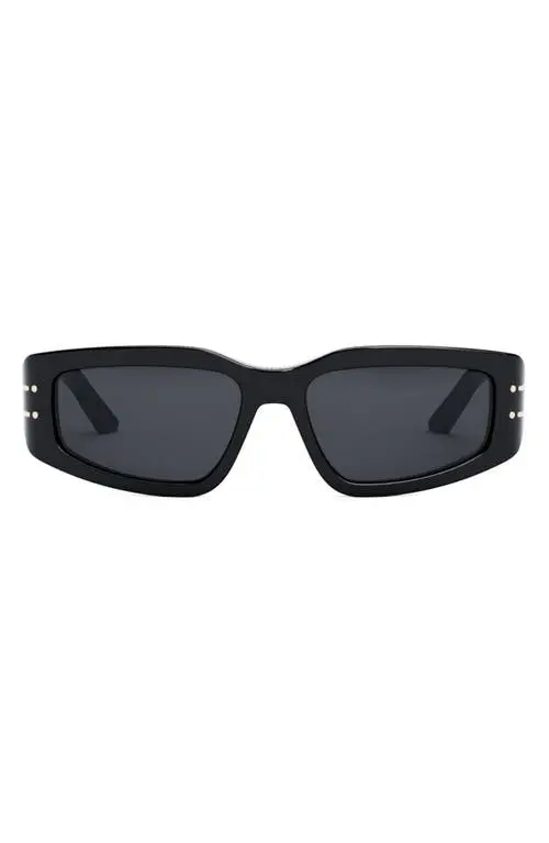 Dior Signature S9u 56mm Geometric Sunglasses In Shiny Black  display picture 3
