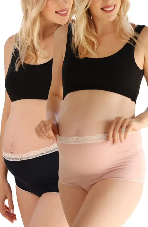 ANGEL MATERNITY Assorted 2-pack Maternity Briefs - Nude/black