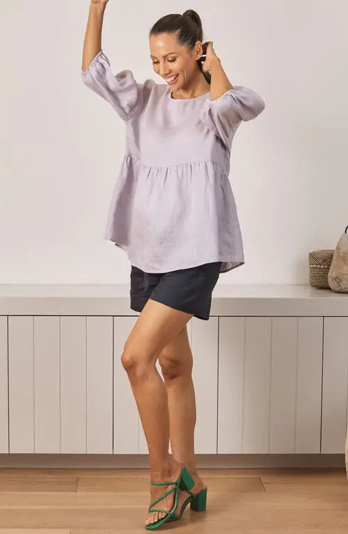 ANGEL MATERNITY Tie Waist Linen Shorts
