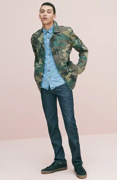 Billy Reid Distressed Denim Slim Fit Western Shirt - Double Dye