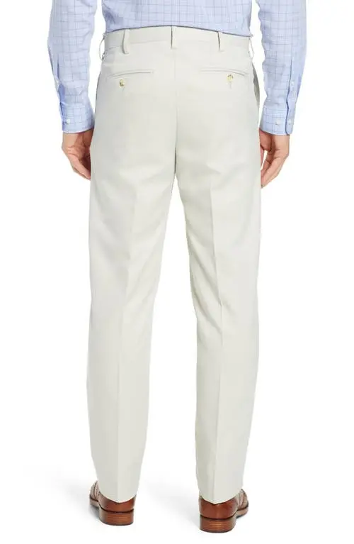 Berle Classic Fit Microfiber Trousers - Stone
