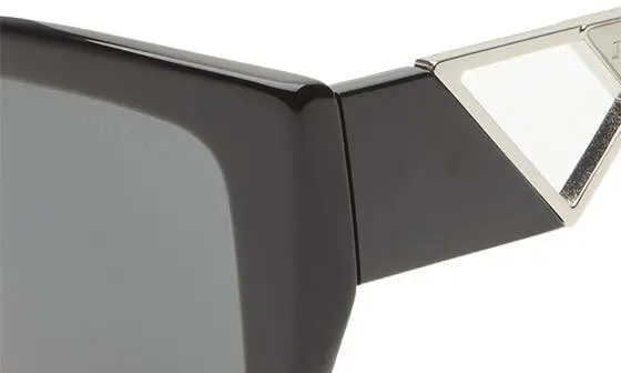 Prada 54mm Geometric Sunglasses - Black | Editorialist display picture 1