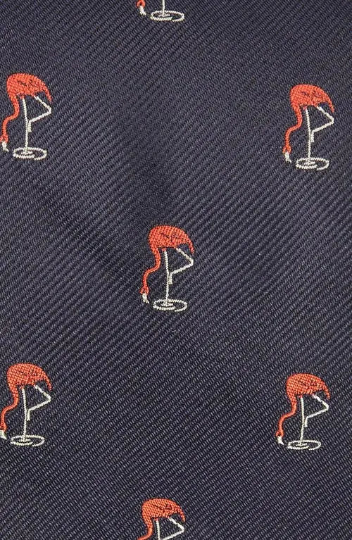 DRAKE'S Flamingo Print Silk Neck Tie