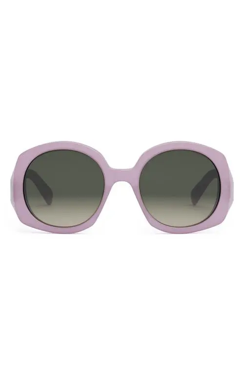 Celine 53mm Round Frame Sunglasses - Shiny Lilac / Gradient Brown