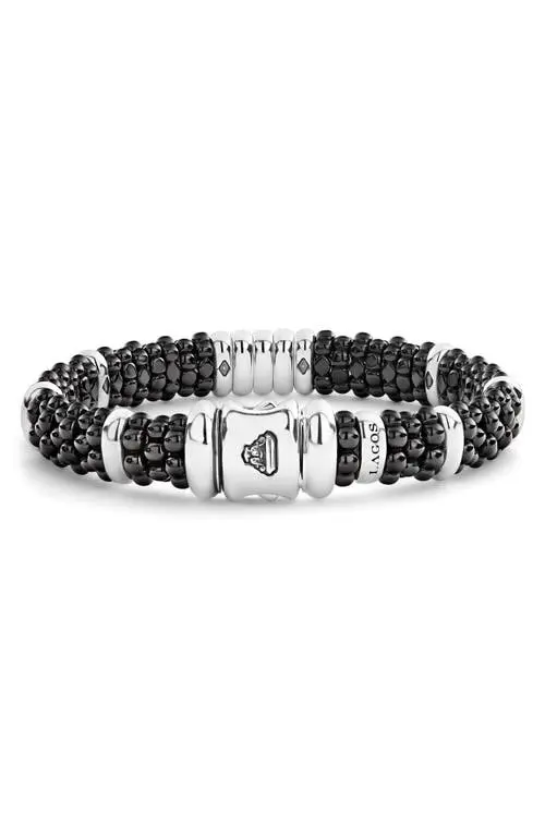 Lagos Black Caviar Ceramic And Diamond Bracelet - Silver