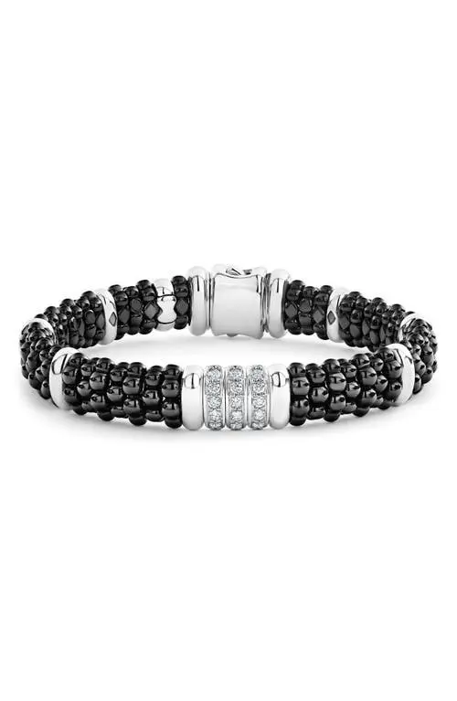 Lagos Black Caviar Ceramic And Diamond Bracelet - Silver