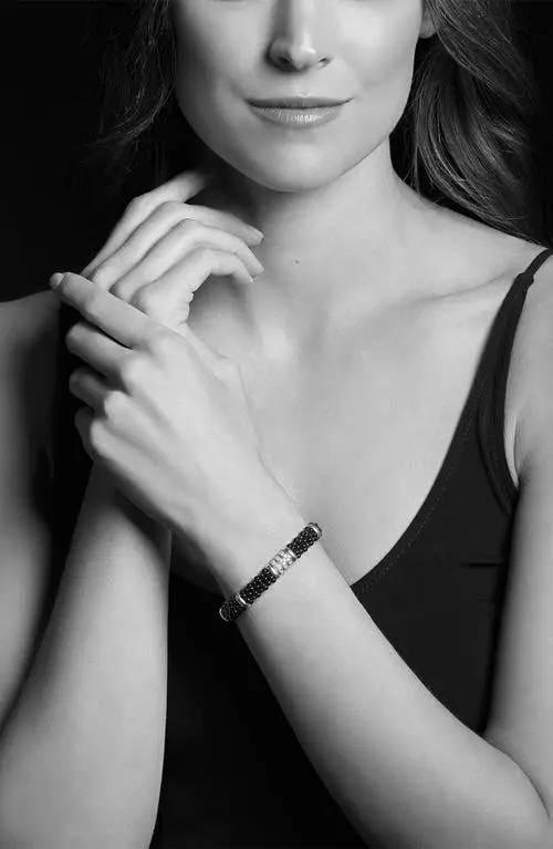Lagos Black Caviar Ceramic And Diamond Bracelet - Silver