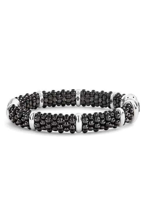 Lagos Black Caviar Ceramic And Diamond Bracelet - Silver