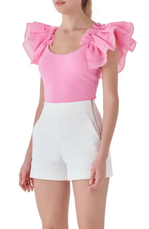 Endless Rose Organza Ruffle Knit Top
